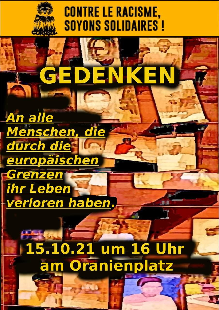 Commemoration rally for the deceased due to the European border regime ...